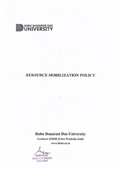 Resource Mobilization Policy Bbdu