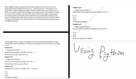 solved write a program magic square py ﻿that will read a