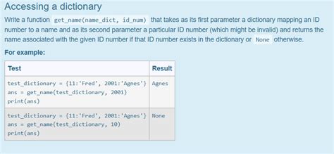 Solved Accessing A Dictionary Write A Function Getname