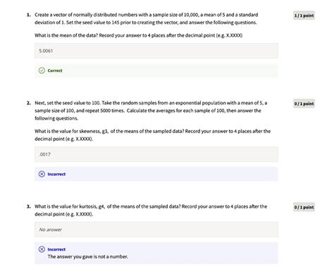 Solved 1 Create A Vector Of Normally Distributed Numbers With A