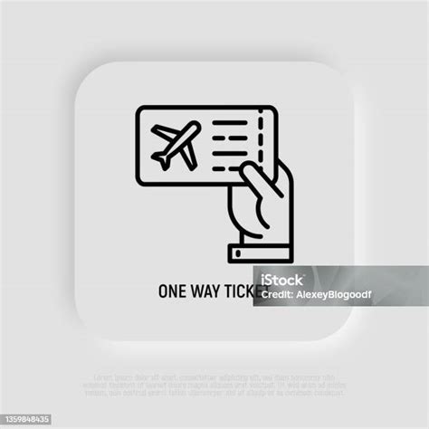 Billet Aller Simple Dans Lavion En Main Icône De Ligne Mince
