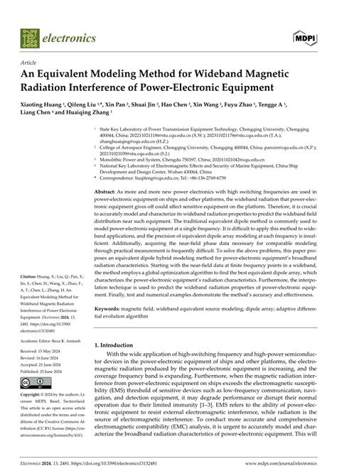 Pdf An Equivalent Modeling Method For Wideband Magnetic Radiation Interference Of Power