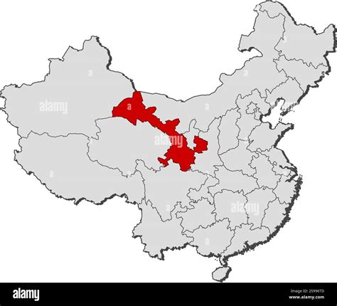 Map Of China With The Provinces Gansu Is Highlighted Stock Vector