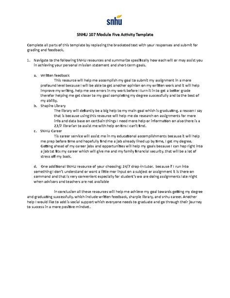 Snhu 107 Module 5 Scavenger Hunt Snhu 107 Module Five Activity