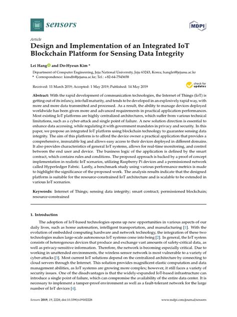 Design And Implementation Of An Integrated Iot Blockchain Platform For Sensing Data Integrity