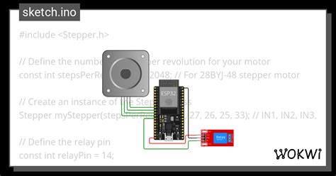 Relay And Stepper Motor Wokwi Esp32 Stm32 Arduino Simulator