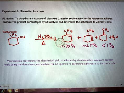 SOLVED Experiment 8 Elimination Reactions Objective To Dehydrate A
