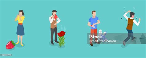 3d Isometric Flat Vector Conceptual Illustration Of Allergic Reaction Stock Illustration