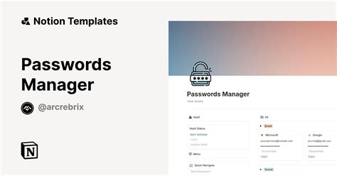 Passwords Manager Template Notion Marketplace