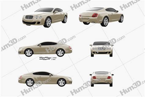 Bentley Continental Gt 2012 Blueprint Template