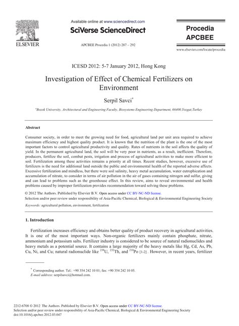 Pdf Investigation Of Effect Of Chemical Fertilizers On Environment