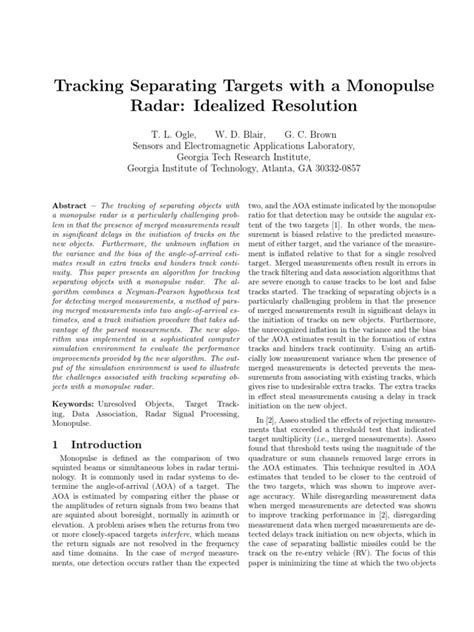 Tracking Separating Targets With Improved Accuracy Using A Novel