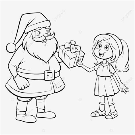 소녀에게 선물을 주는 만화 산타클로스 색칠하기 크리스마스 색칠 산타 선물 크리스마스 산타 Png 일러스트 및 이미지 에 대한 무료 다운로드 Pngtree