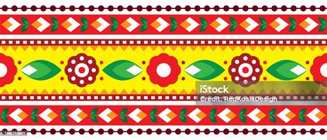 인도 와 파키스탄 트럭 아트 벡터 원활한 패턴 긴 수평 디자인 꽃 모티프와 디왈리 생생한 직물 또는 패브릭 프린트 패턴 0명에 대한 스톡 벡터 아트 및 기타 이미지 Istock