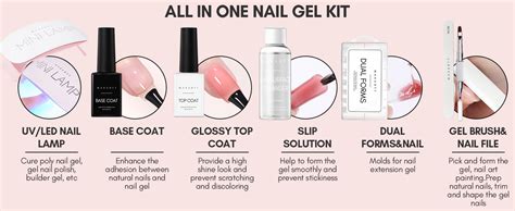 Makartt Poly Nail Gel Kit With Uv Led Lamp Clear Pink 3 Colors 15ml