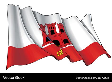 Waving Flag Of Gibraltar Royalty Free Vector Image
