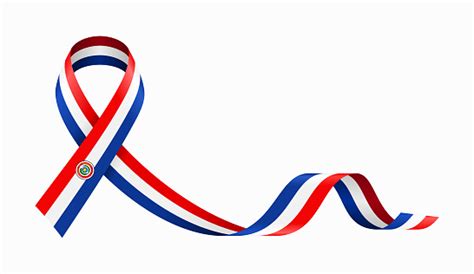 파라과이 국기 줄무늬 리본 물결 모양의 배경 레이아웃입니다 벡터 일러스트 레이 션입니다 파라과이 국기에 대한 스톡 벡터 아트 및