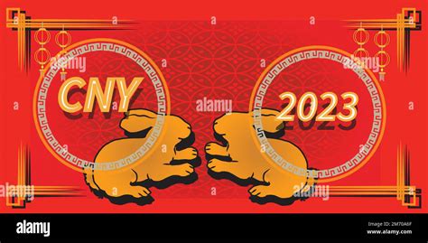 Happy Chinese New Year 2023 Year Of Rabbit Red Background Of Tempalte