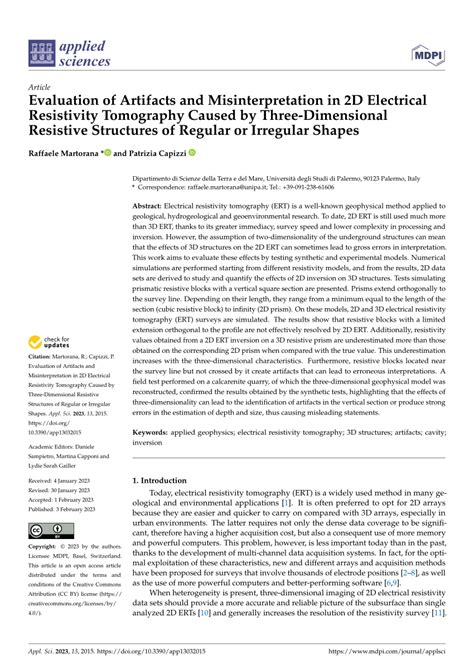 Pdf Evaluation Of Artifacts And Misinterpretation In 2d Electrical