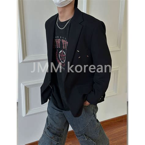 【jmm Korean】韓系 男裝 西裝 外套 寬鬆 穿搭 新設計 長袖 蝦皮購物