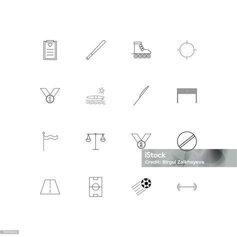 스포츠 피트 니스 및 레크리에이션 선형 얇은 아이콘 설정합니다 간단한 벡터 아이콘 설명 1위에 대한 스톡 벡터 아트 및 기타 이미지 1위 2 위 상 종류 공 스포츠