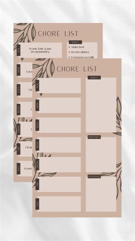 Chore Chart Chore Chart Printable Chore Chart For Adults By Leveluplifestyleco On Etsy