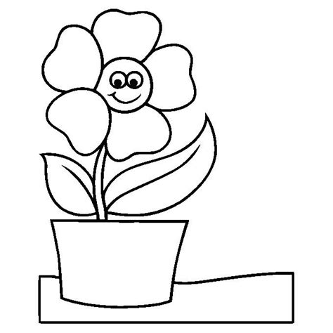 Dibujo De Maceta Con Flores Para Colorear Dibujos Para Colorear
