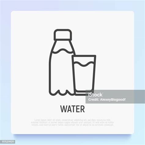 Bouteille Deau Et Icône De Ligne Mince De Verre Potable Illustration