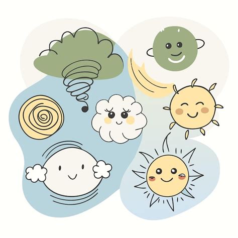 Cute Weather Icons With Sun Cloud And Tornado Illustrations Premium Ai Generated Vector