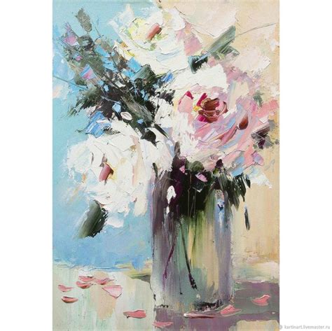 Картина Букет роз в вазе масло холст 25 х 35см Цветочное искусство Картины Цветочные картины