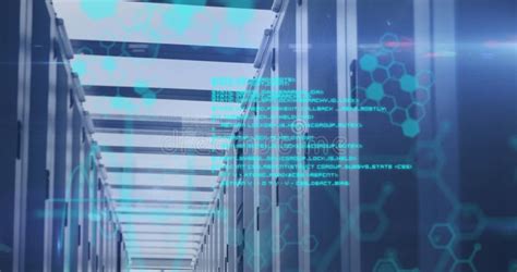 Composite Image Of Data Processing Against Computer Server Room Stock