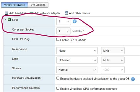 In Vmware What Should I Select For Cpu And Cores Per Socket