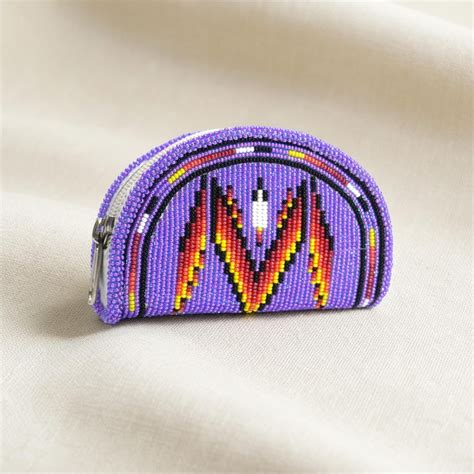 Black Handmade Native American Style Beaded Coin Purse Small Beaded