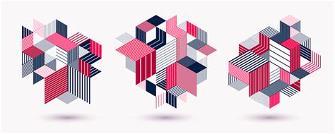 다각형 낮은 폴리 벡터 추상적 인 디자인 세트 광고 또는 인쇄 표지 또는 포스터 배너 또는 카드에 대한 예술 복고풍 스타일의 배경 선형 3d 삼각형 및 큐브 요소입니다 0