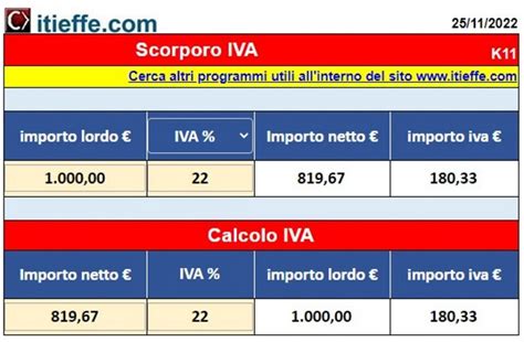 Scorporo IVA Imposta Valore Aggiunto Itieffe