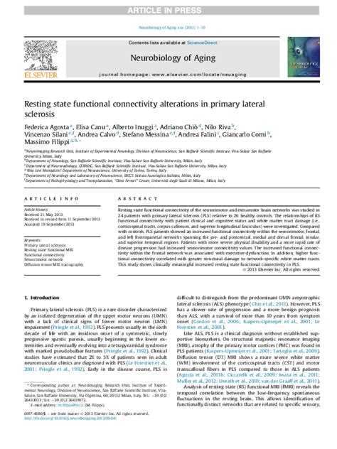 Pdf Resting State Functional Connectivity Alterations In Primary Lateral Sclerosis Ali