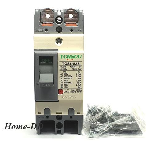 เบรกเกอร์เมนไฟฟ้า Mccb Ac 2pole 30a ตัดวงจรไฟฟ้า กระแสเกินพิกัด ไฟลัดวงจร Tongou รุ่น Ac Mccb 2p