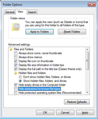 Display File Extensions In Windows Explorer And Dialog Boxes Graphics Unleashed