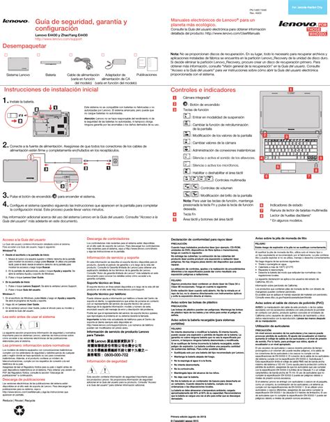 Lenovo E Swsg Es Web User Manual Safety Warranty And Setup Guide Laptop Lenovo