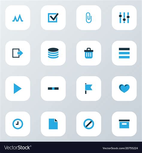 User Icons Colored Set With Exit Attach List Vector Image