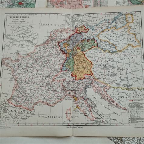 Географическая карта Средняя Европа 1905 год купить по выгодной цене в интернет магазине
