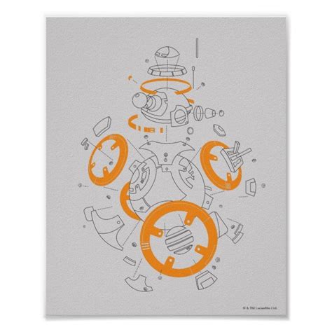Bb 8 Exploded View Drawing Poster Custom Fan Art