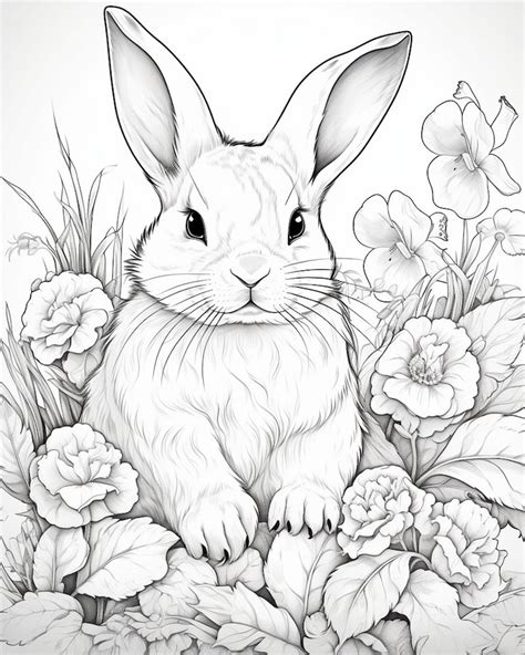 Bunny Coloring Page Realistic Images Free Download On Freepik