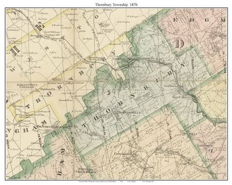 Thornbury Township Pennsylvania 1876 Old Town Map Custom Print
