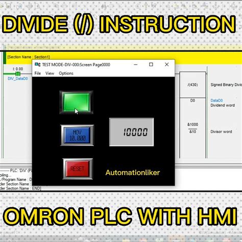 Divide Instruction Omron Plc With Hmi Simulationhmi Omron Divided