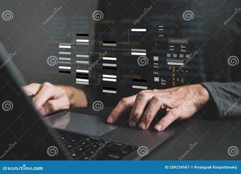 Engineer Working With Database For Digital Data Design Or Cyberspace Network And Connection