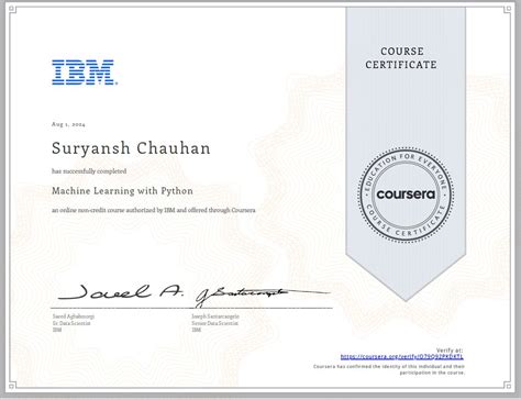 Earned Ibm Certification In Machine Learning With Python Suryansh