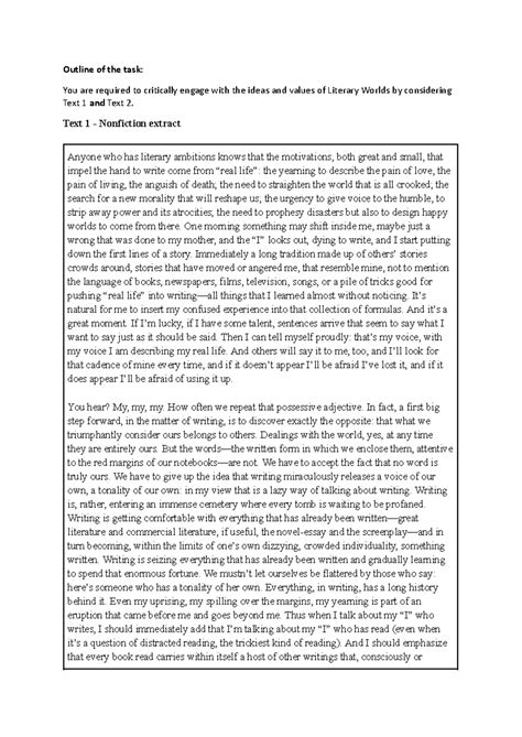 English Extension Assignment Outline Of The Task You Are Required To