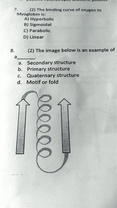 7 2 The Binding Curve Of Oxygen To Myoglobin Is A Hyperbolic B