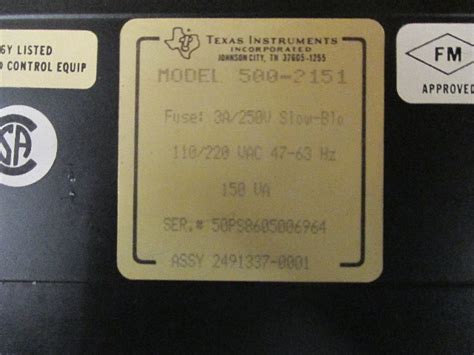 Texas Instruments 500 2151 Power Supply Daves Industrial Surplus Llc